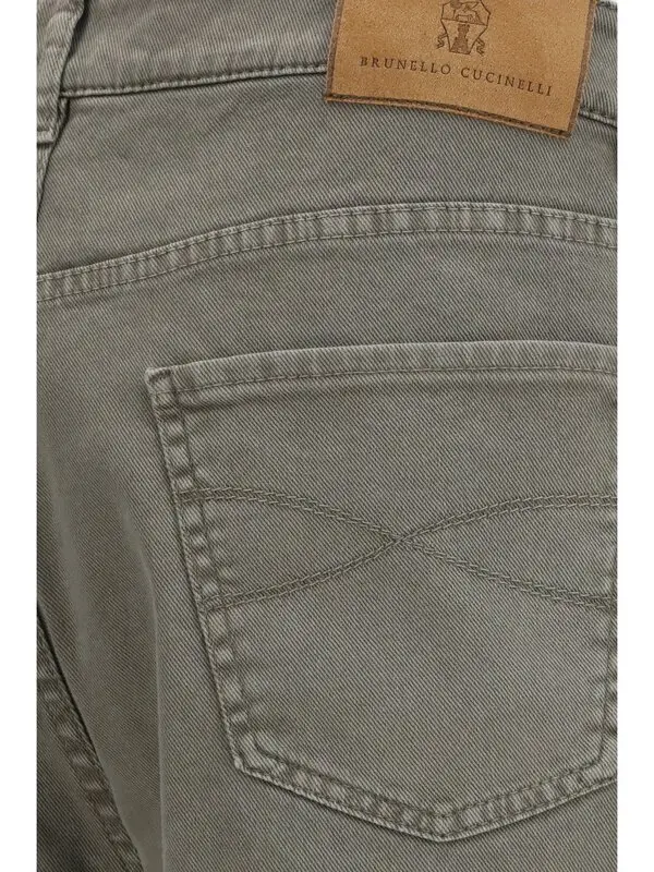 Brunello Cucinelli Cotton Jeans With Turn-up Hem - Green