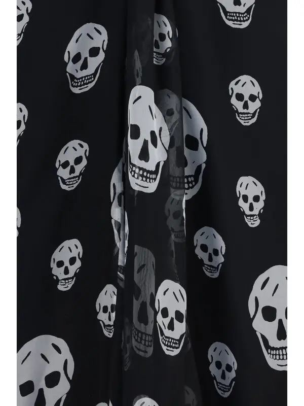 Alexander McQueen Skull Print Draped Maxi Skirt