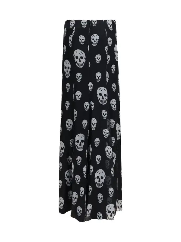 Alexander McQueen Skull Print Draped Maxi Skirt