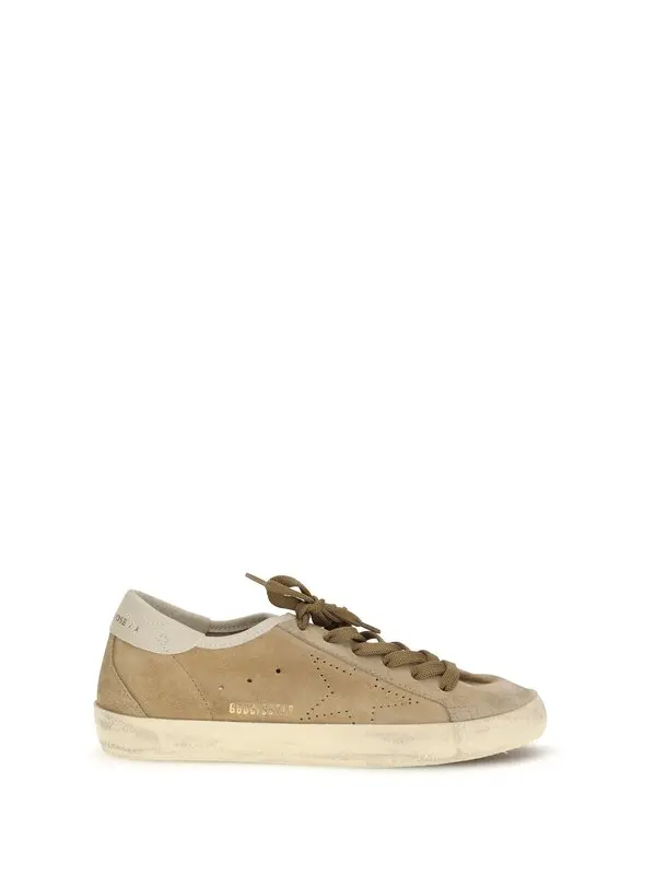 GOLDEN GOOSE Super Star Sneakers With Perforated Star Detail - Cream
