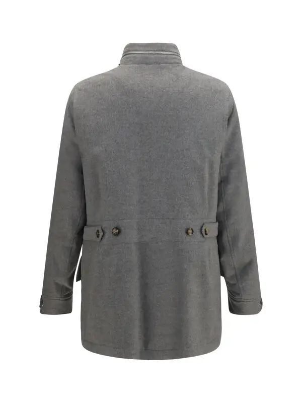 Brunello Cucinelli Cashmere Zip And Button Jacket - Gray
