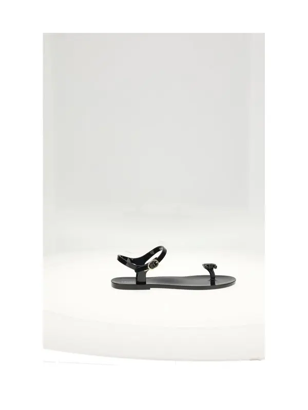 Celine Thong Sandals With Triomphe Detail - Black