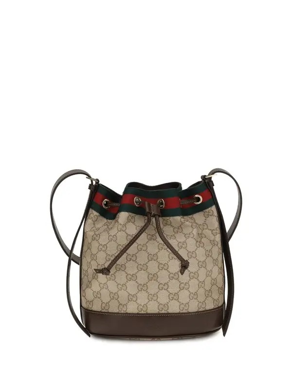 Gucci Venice Mini Bucket Bag In Gg Coated Fabric - Cream