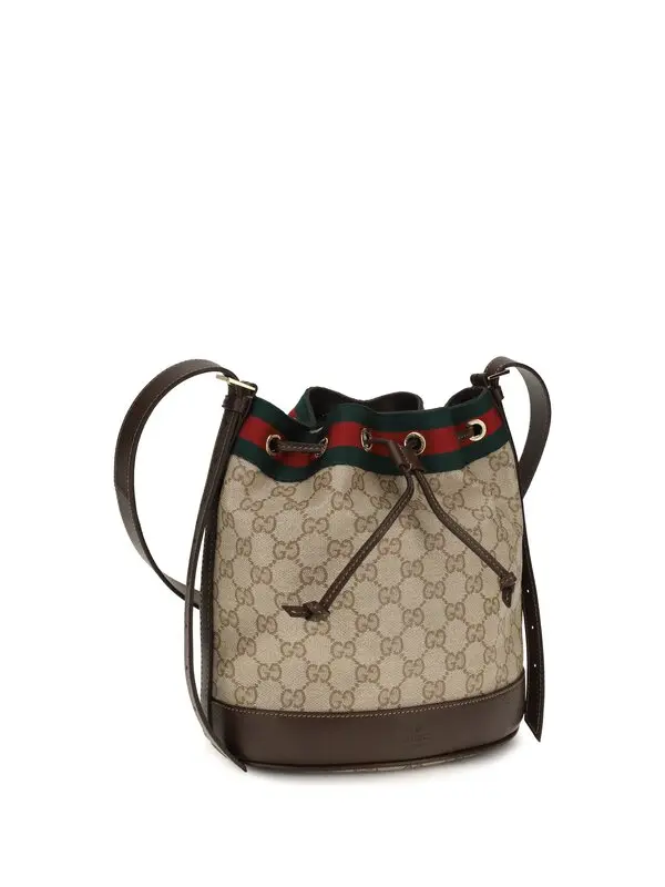 Gucci Venice Mini Bucket Bag In Gg Coated Fabric - Cream