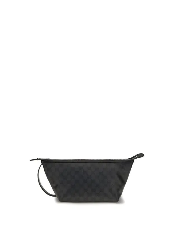 Gucci Small Essence Classic Pouch In Gg Fabric With Leather Trim