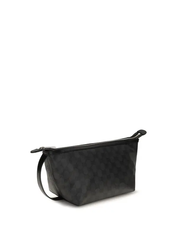 Gucci Small Essence Classic Pouch In Gg Fabric With Leather Trim
