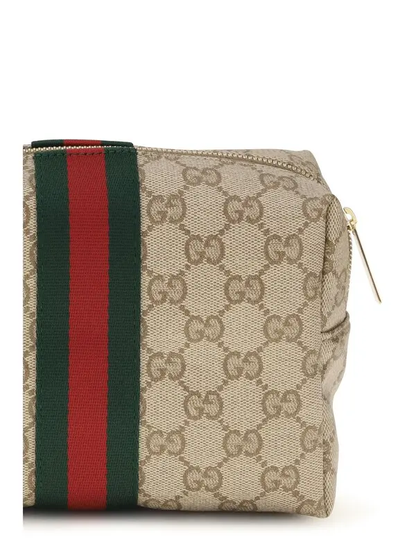 Gucci Medium Beauty Case With Web Stripe - Cream