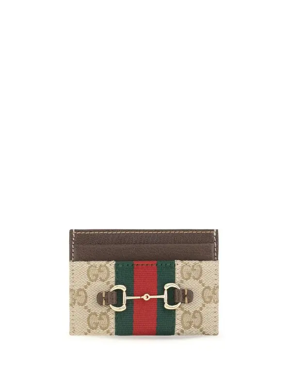 Gucci Web Horsebit Card Holder - Cream