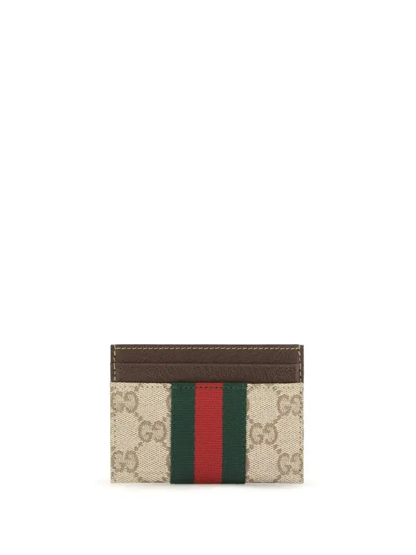Gucci Card Holder With Web Stripe - Cream