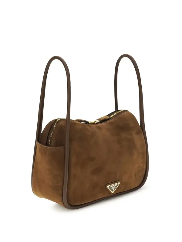Prada Suede Darling Handbag With Gold-tone Hardware