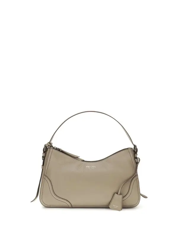 Prada Aimée Large Shoulder Bag In Leather - Gray