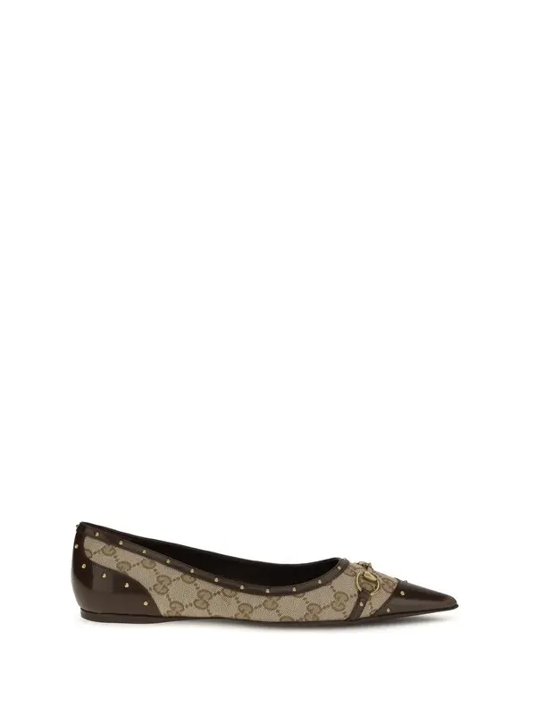 Gucci Savoy Ballerinas With Horsebit Detail - Cream