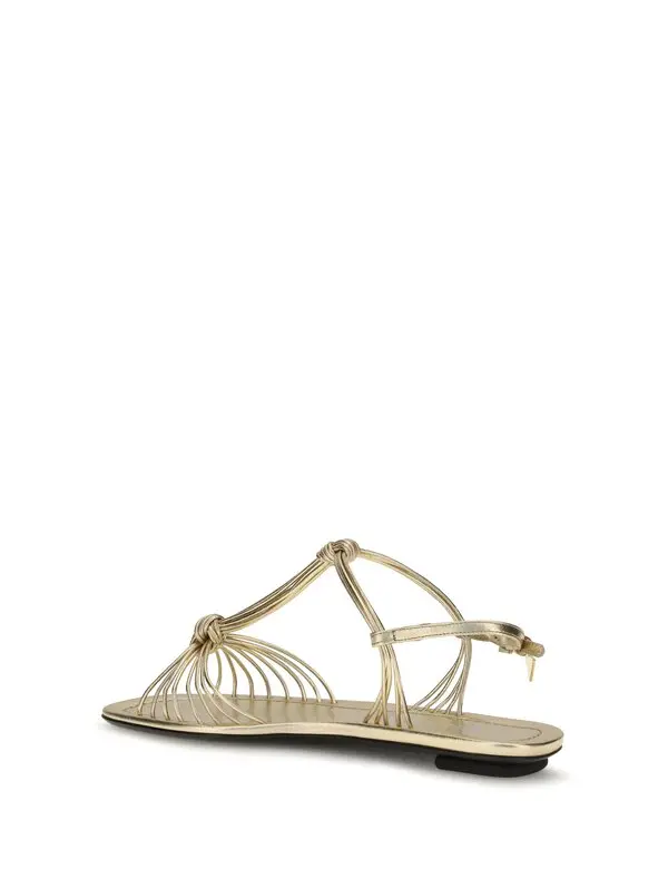 Prada Mordoré Nappa Sandals With Buckle Detail - Gold
