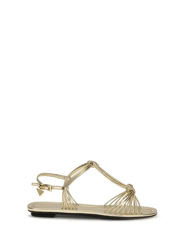 Prada Mordoré Nappa Sandals With Buckle Detail - Gold