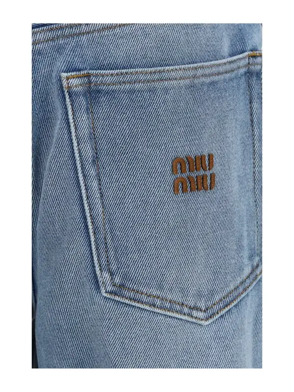 Miu Miu Washed Denim Five-pocket Jeans - Blue