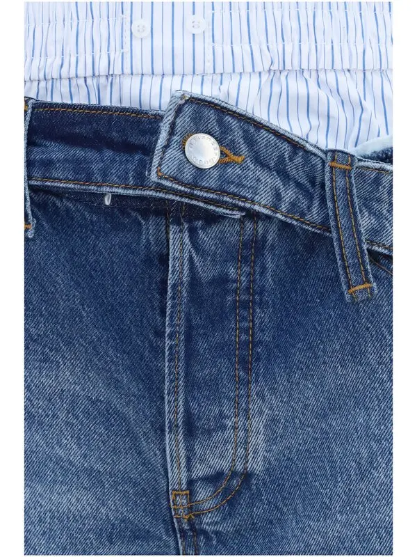 Alexander Wang Denim Shorts With Layered Boxer Detail - Blue