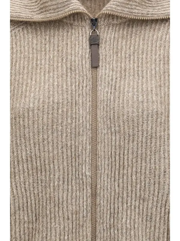 Brunello Cucinelli High-neck Zip-up Sweater With Wide Sleeves