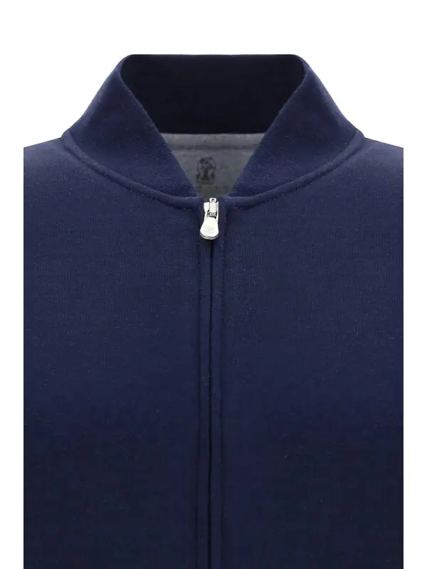 Brunello Cucinelli Cotton Zip Sweatshirt - Blue