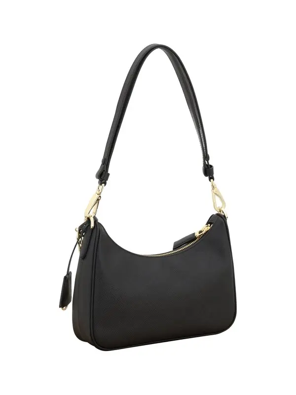 Prada Saffiano Leather Shoulder Bag With Chain Strap - Black