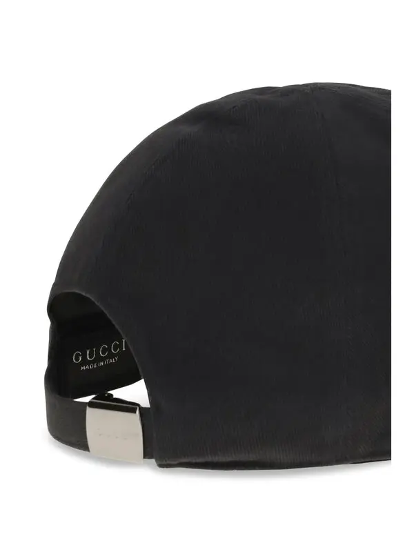Gucci Cotton Baseball Cap With Web And Gg Embroidery - Black