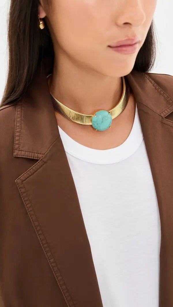 Lele Sadoughi Stone Set Snake Chain Necklace