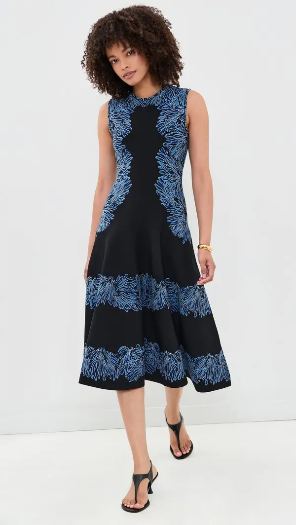Ulla Johnson Iona Jacquard Knit Midi Dress - Lapis