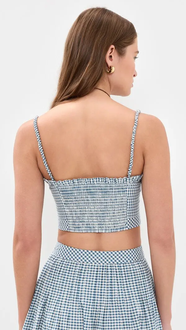 Hill House Home Maisie Ruffled Trim Gingham Check Crop Top