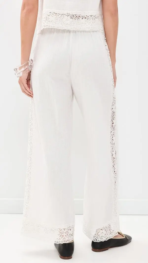 Sea Gardener Lace Trim Cotton Pants