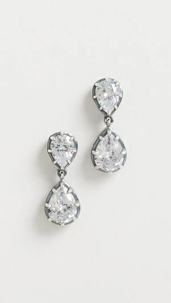 ADINA EDEN Cubic Zirconia Double Pear Drop Stud Earrings