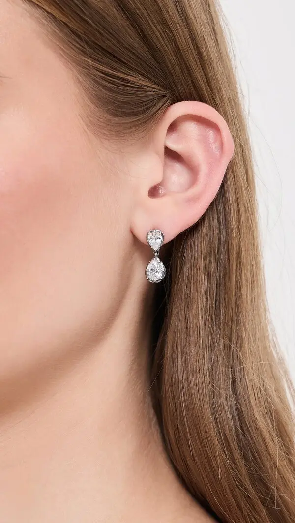 ADINA EDEN Cubic Zirconia Double Pear Drop Stud Earrings