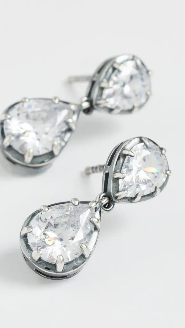ADINA EDEN Cubic Zirconia Double Pear Drop Stud Earrings
