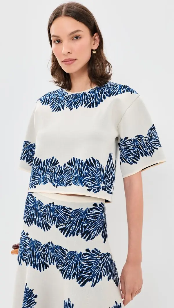 Ulla Johnson Alara Short Sleeve Knit Jacquard Top