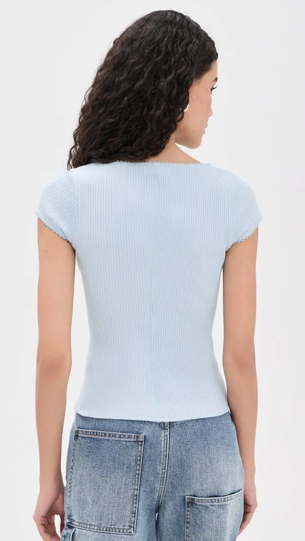 Free People Ribbed Scalloped Trim Cardigan