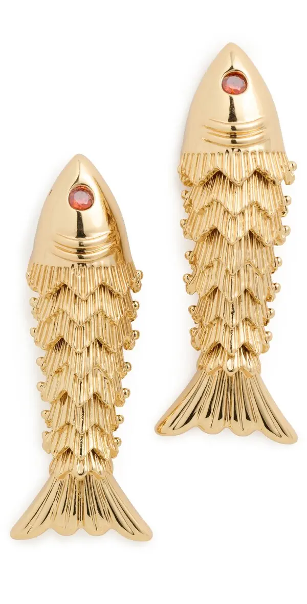 Madewell Gold Plated Fish Statement Stud Earrings - Deep Lagoon