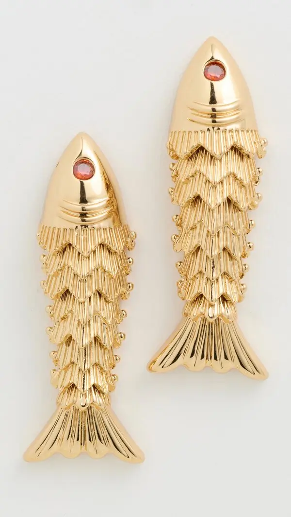 Madewell Gold Plated Fish Statement Stud Earrings