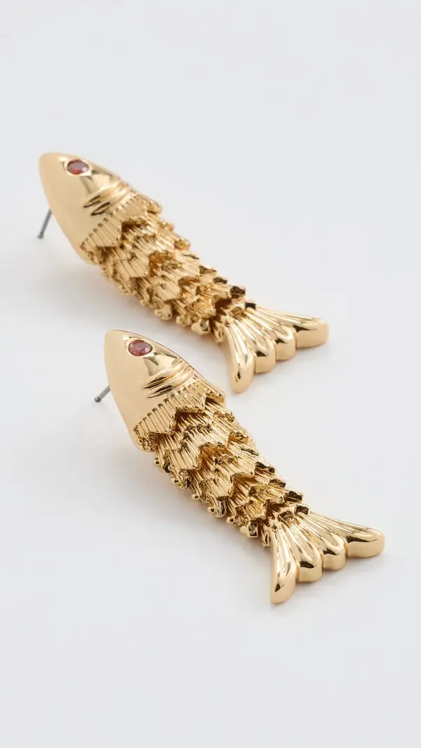 Madewell Gold Plated Fish Statement Stud Earrings