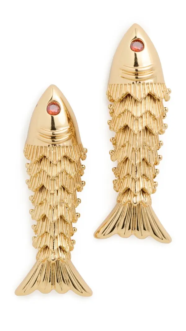 Madewell Gold Plated Fish Statement Stud Earrings