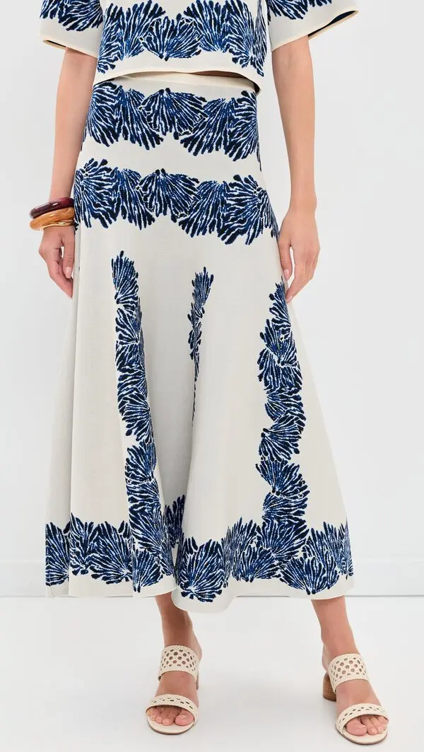 Ulla Johnson Alessia Knit Jacquard Skirt - Ocean
