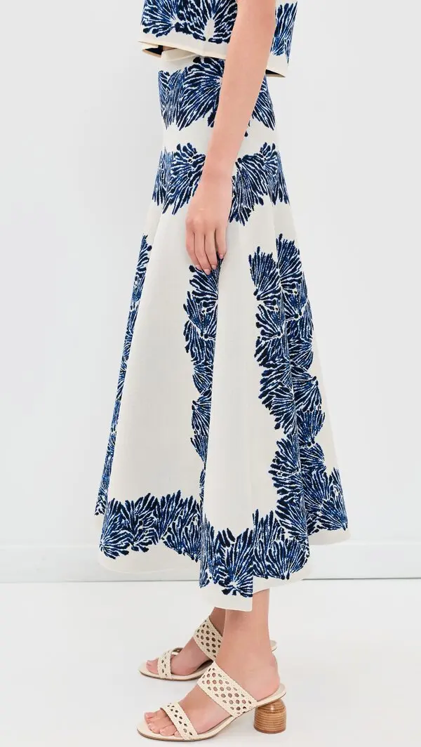 Ulla Johnson Alessia Knit Jacquard Skirt - Ocean
