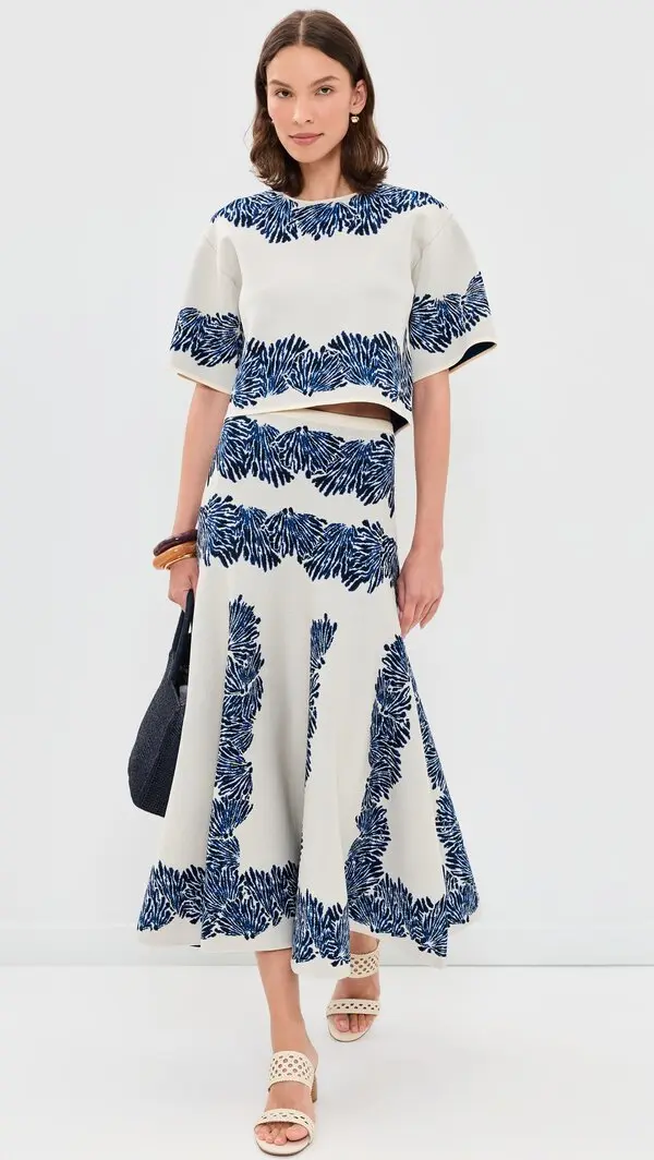 Ulla Johnson Alessia Knit Jacquard Skirt - Ocean