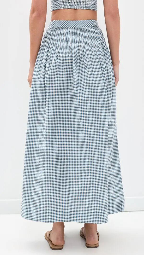 Hill House Home Pleated Gingham Check Maxi Skirt