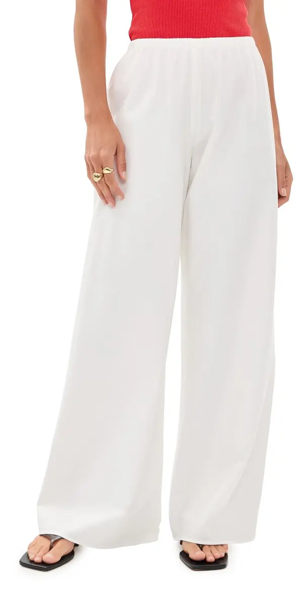 LA LIGNE Cotton Poplin Wide Leg Pants - White