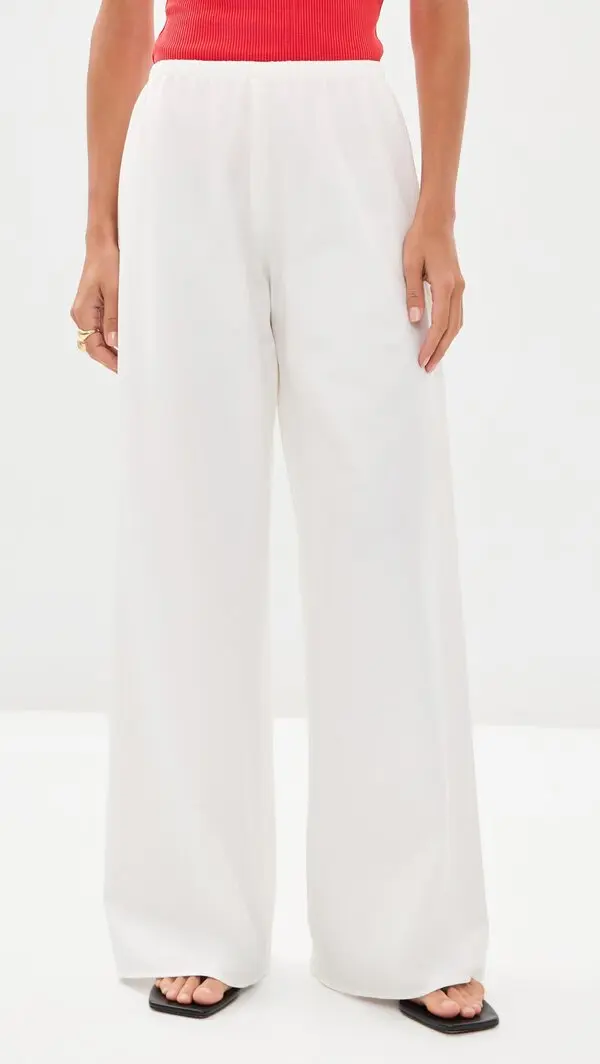 LA LIGNE Cotton Poplin Wide Leg Pants - White
