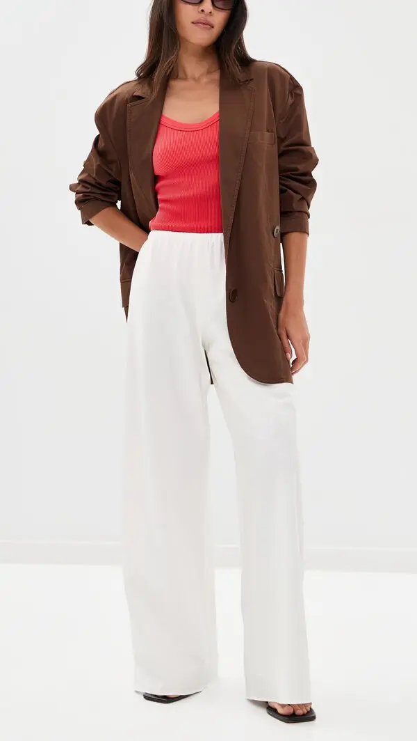 LA LIGNE Cotton Poplin Wide Leg Pants - White