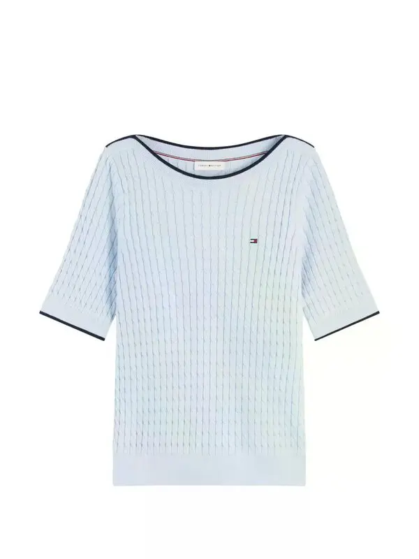 Tommy Hilfiger Cable-knit Short-sleeve Sweater - Blue