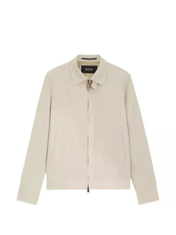 BOSS Zip-up Linen Jacket - Neutrals