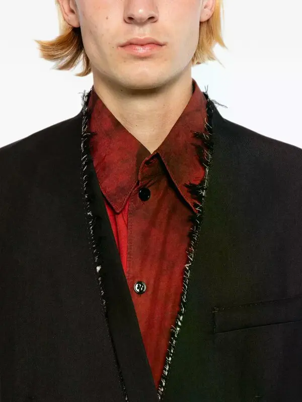 GIOVANNI CAVAGNA Raw-edge Collarless Blazer