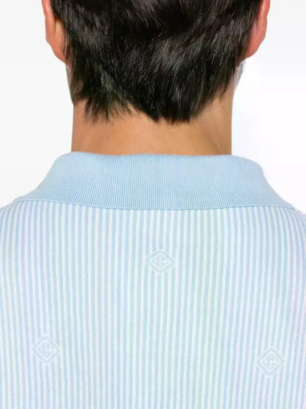 Casablanca Monogram-jacquard Striped Polo Shirt