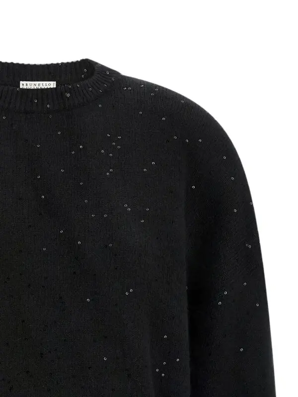Brunello Cucinelli Sequin-appliqué Crew Neck Sweater