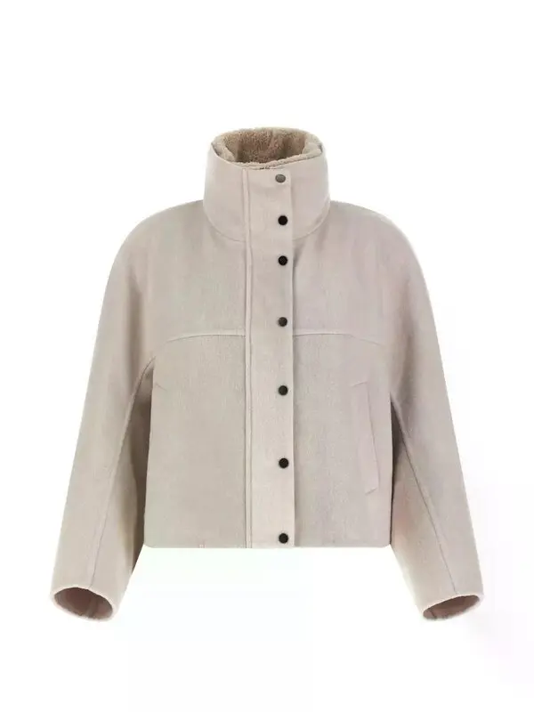 Brunello Cucinelli Shearling Trim Bat-sleeve Coat - Neutrals